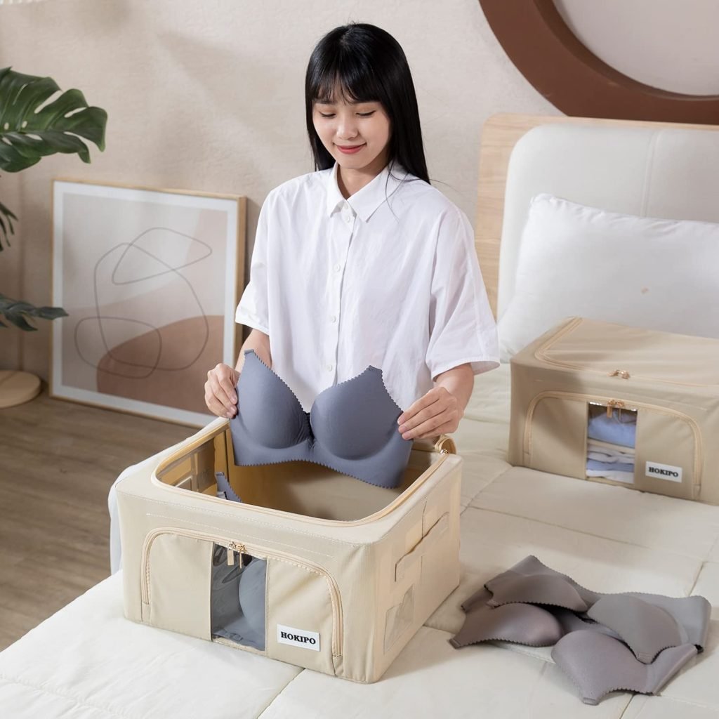 Cloth Organiser Storage Box, Beige 24L, Small