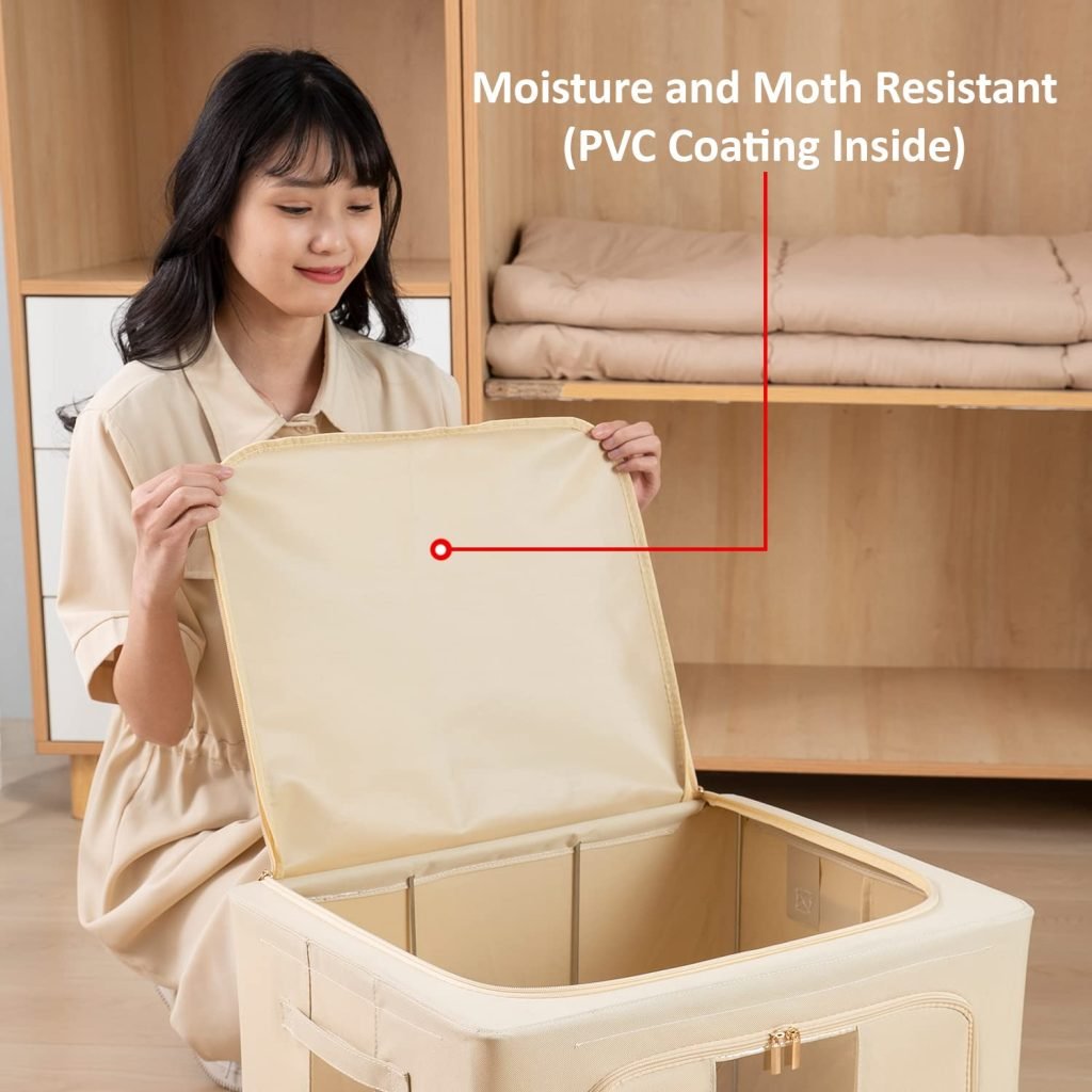 Cloth Organiser Storage Box, Beige 24L, Small