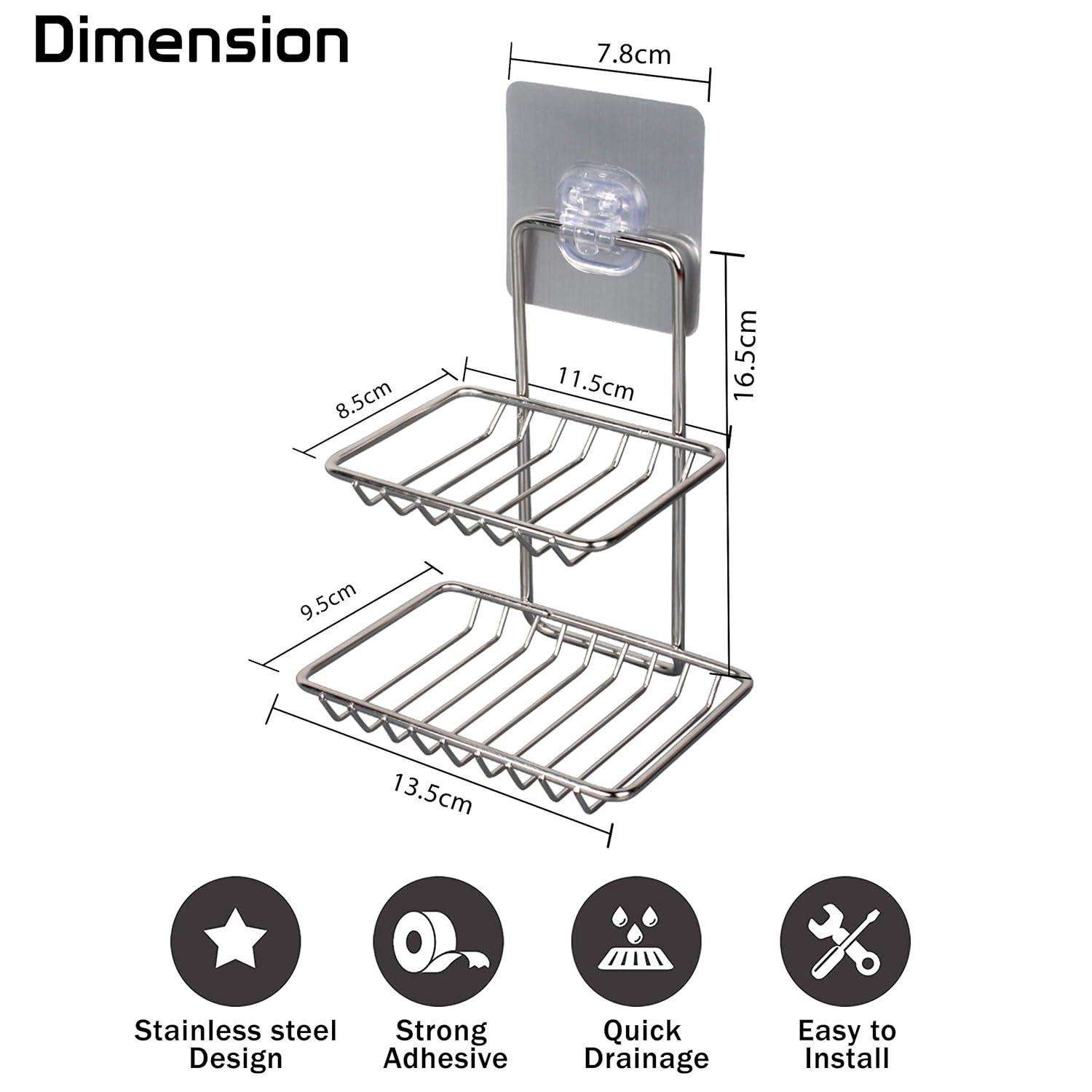Steel Soap Tray | Double Soap Stand Self Adhesive at Homekia.in