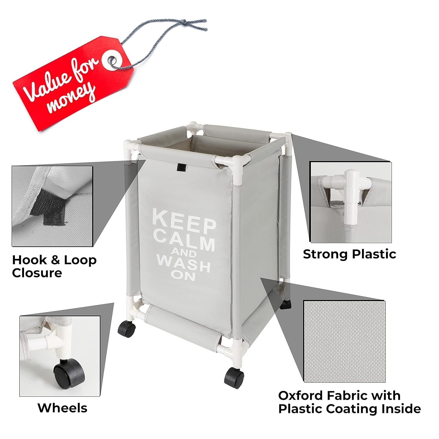 Laundry Hamper with Lid Cover & rolling trolly at homekia.in